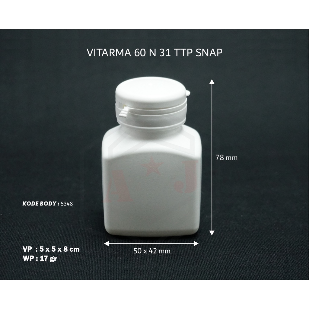 Jual Botol Obat Vitarma 60 ml/Botol Vitcom Putih 60 ml Hdpe/Botol Tablet/Kapsul Putih 60 ml ...