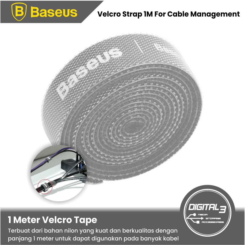 Jual Baseus Reusable Velcro Strap 100CM Pengikat Kabel Ties Cable ...