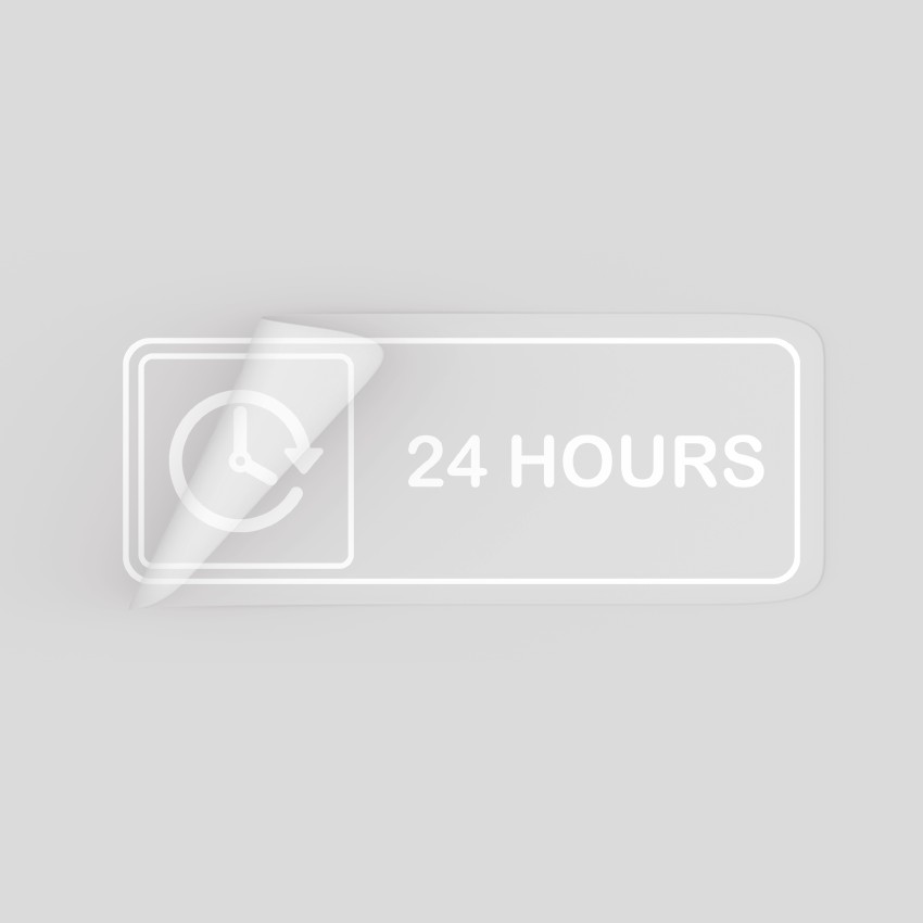 Jual stiker jam - 24 hours sticker - jam operasional - stiker pintu ...