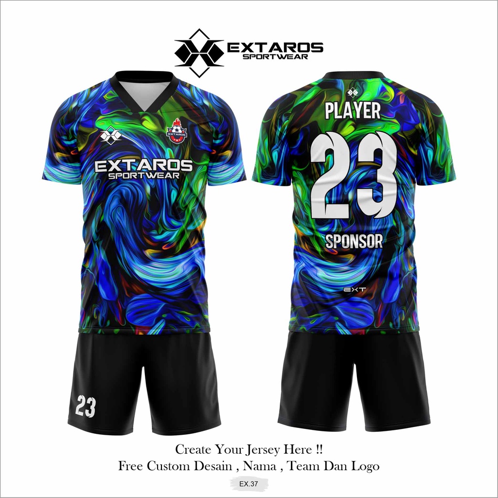 Jual Jersey futsal full printing custom - Pola Raglan Abstract Desain ...