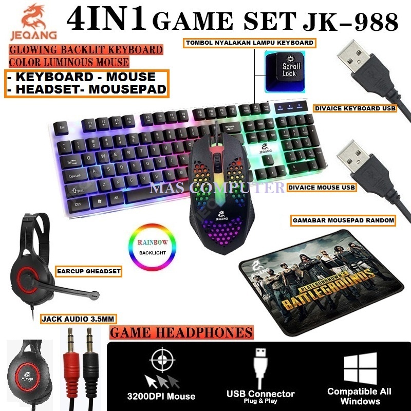 Jual JEQANG KEYBOARD GAMING JK-988 / CMG-570 / CM370 / K-02G07 / KEYBOARD MOUSE HEADSET MOUSEPAD ...