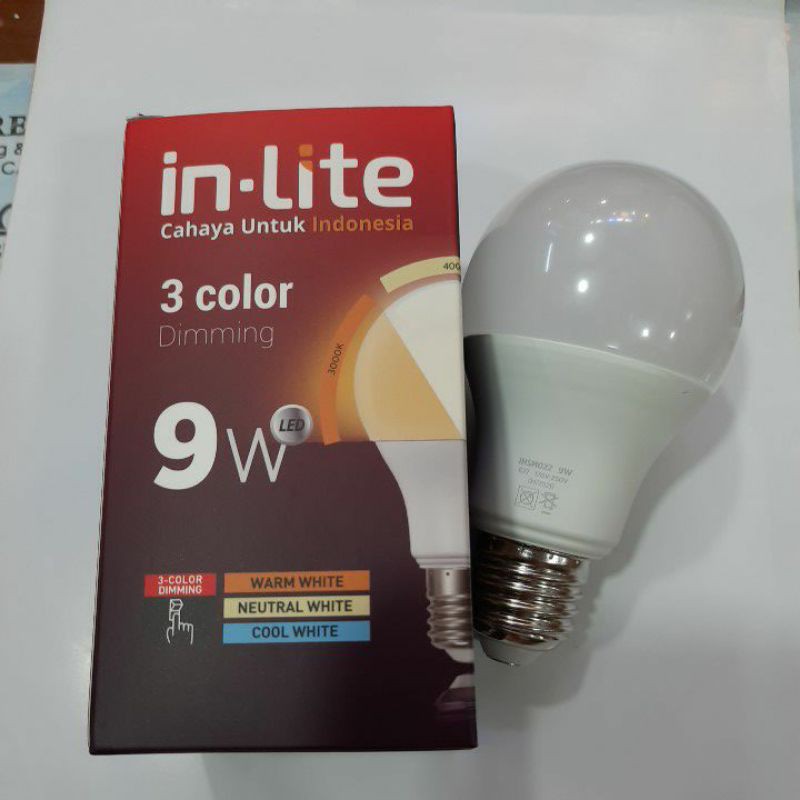 Jual Lampu Led bulb 9 watt 3 warna Inlite INSM022 | Shopee Indonesia