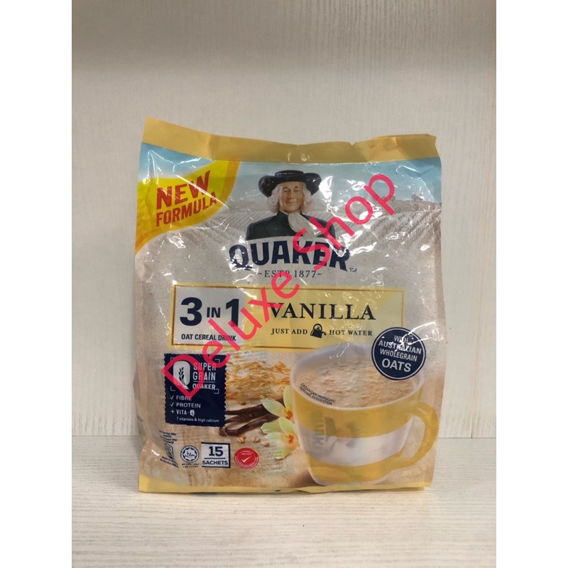 Jual Quaker 3 in 1 Instant Oat Cereal Drink - Vanilla 420GR (15 x 28g ...