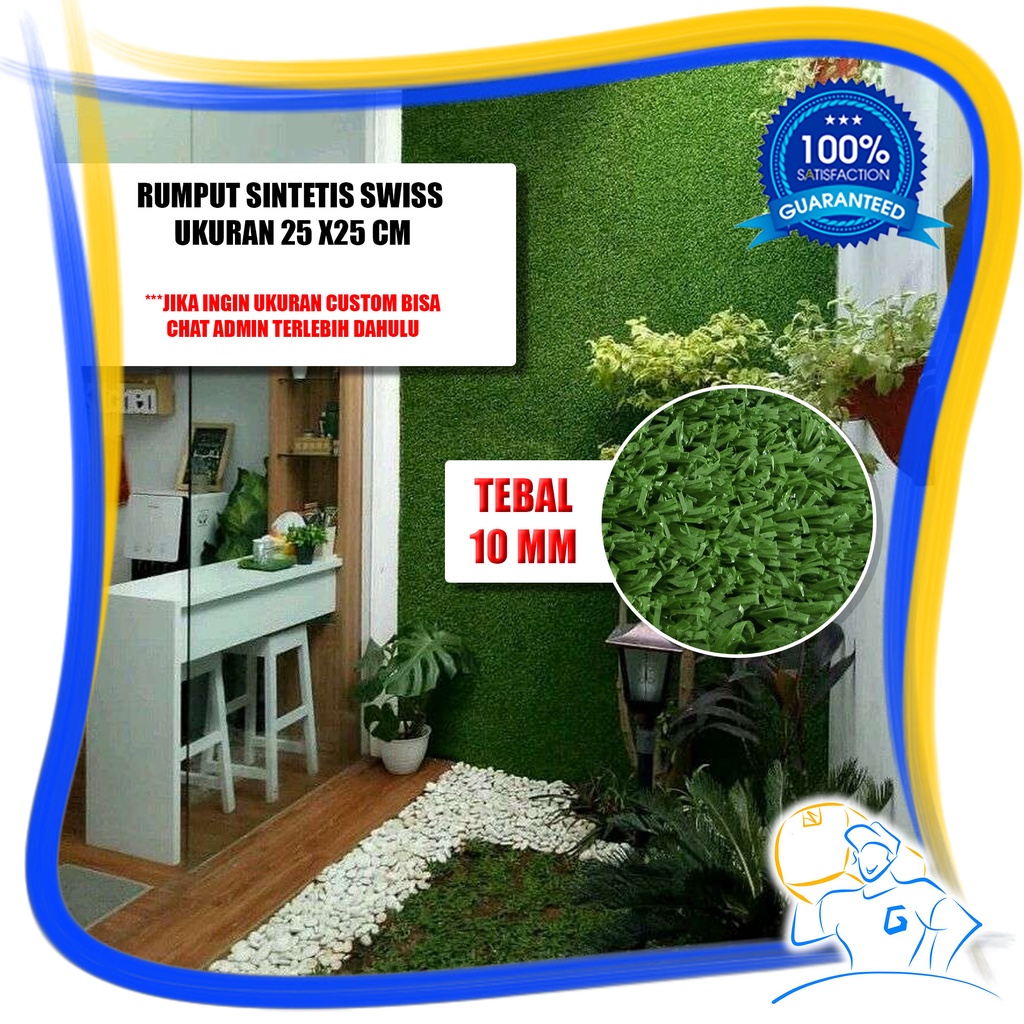 Jual KARPET RUMPUT SINTETIS PALSU TEBAL 10MM SWISS GRASS 25X25CM ...