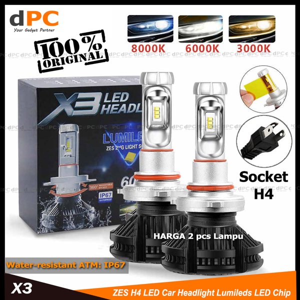 Jual Lampu Mobil X3 LED H4 Headlight ZES High Quality Headlamp | Shopee Indonesia