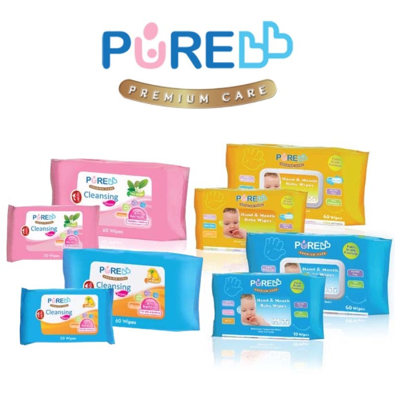 Jual PURE Baby Hand and Mouth Baby Wipes Cleansing Wipe Tissue Basah ...