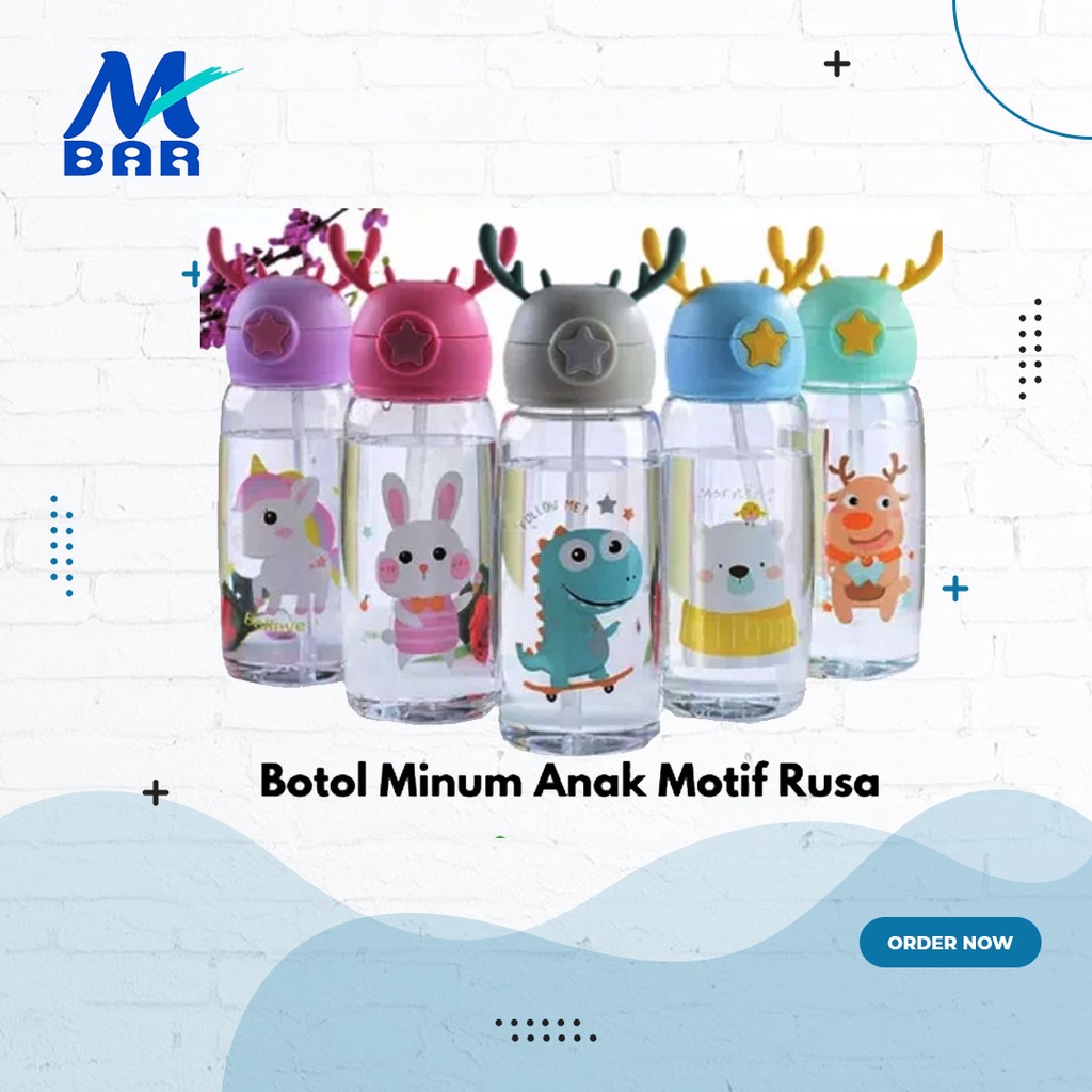 Jual Botol Minum Tanduk Rusa Tali Sedotan/ Botol Minum Anak Lucu 700 ML ...