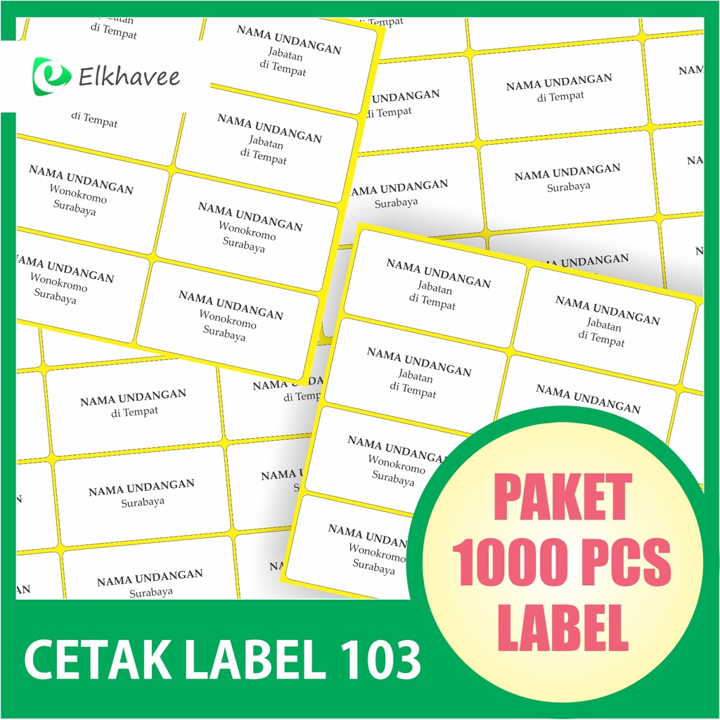 Jual [paket 1000 Pcs] Cetak Print Sticker Label Nama Undangan Label