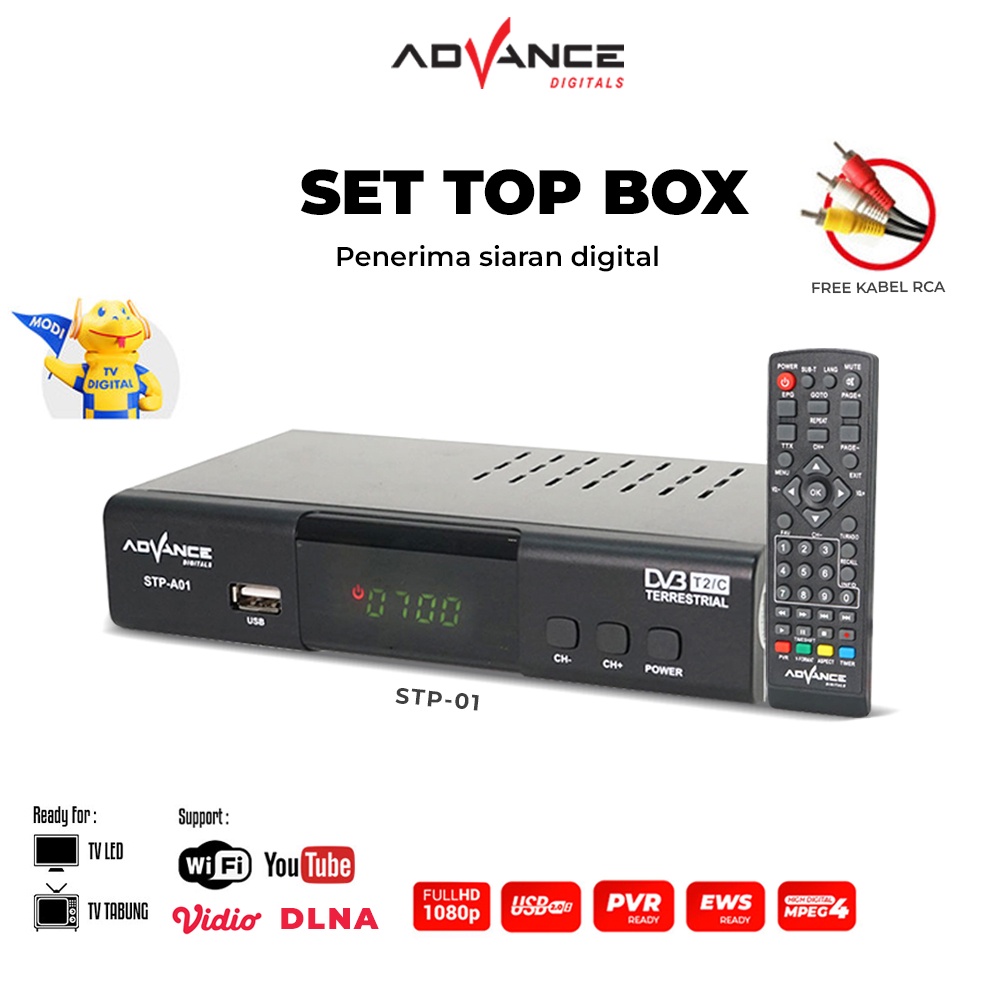Jual [STB AND WIFI PACK] Advance STB Set Top Box STP-A01 DVD-T2 Riciver Digital STB Wifi Youtube ...