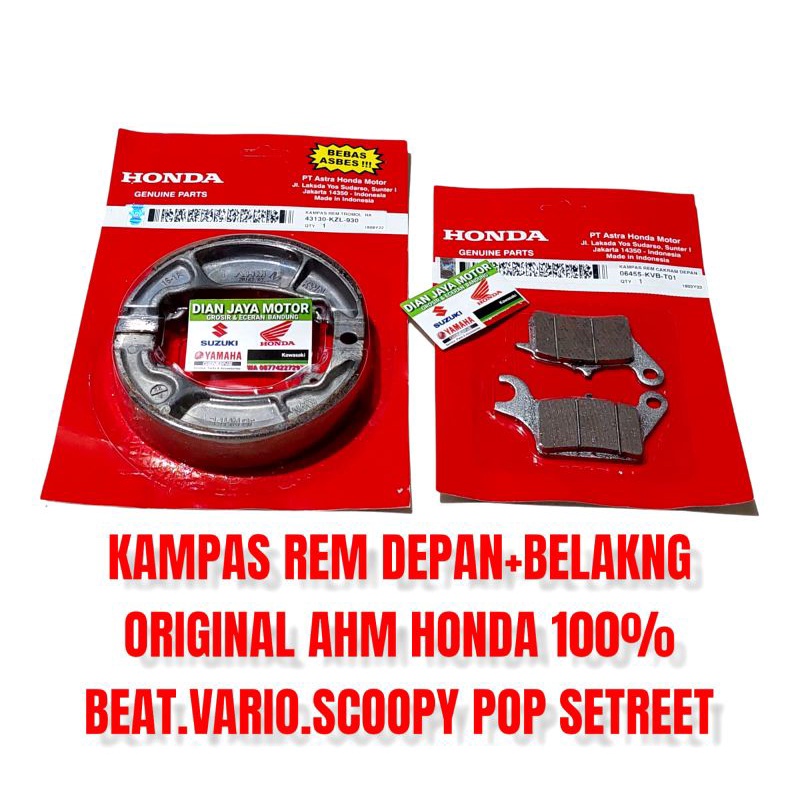 Jual PAKET KAMPAS REM DEPAN BELAKANG KVB KZL ORI AHM BEAT BEAT FI ...