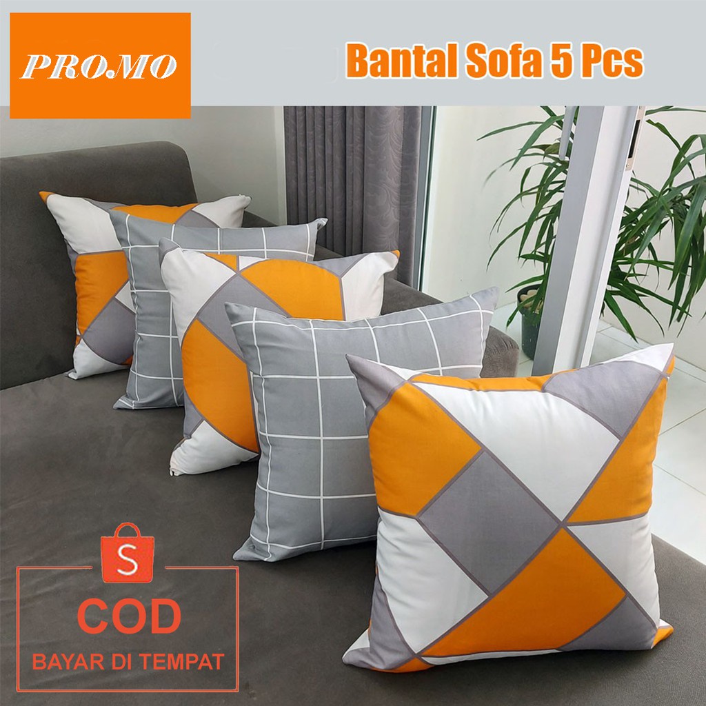 Jual COD Set Bantal Kursi Sofa Bed Minimalis 40x40 Isi 5 Pcs Dakron ...