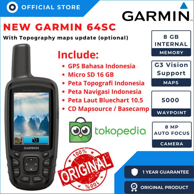 Jual [Paket Lengkap] Garmin Gps Map 64Sc Free Peta Topografi Indonesia ...