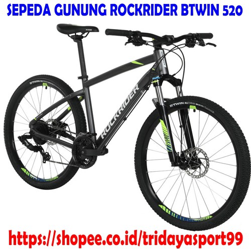 Jual SEPEDA MTB ROCKRIDER BTWIN 520 SEPEDA GUNUNG MTB GREY LIME ...