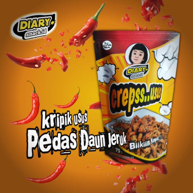 Jual kripik usus crepsus pedas daun jeruk diary snack id | Shopee Indonesia