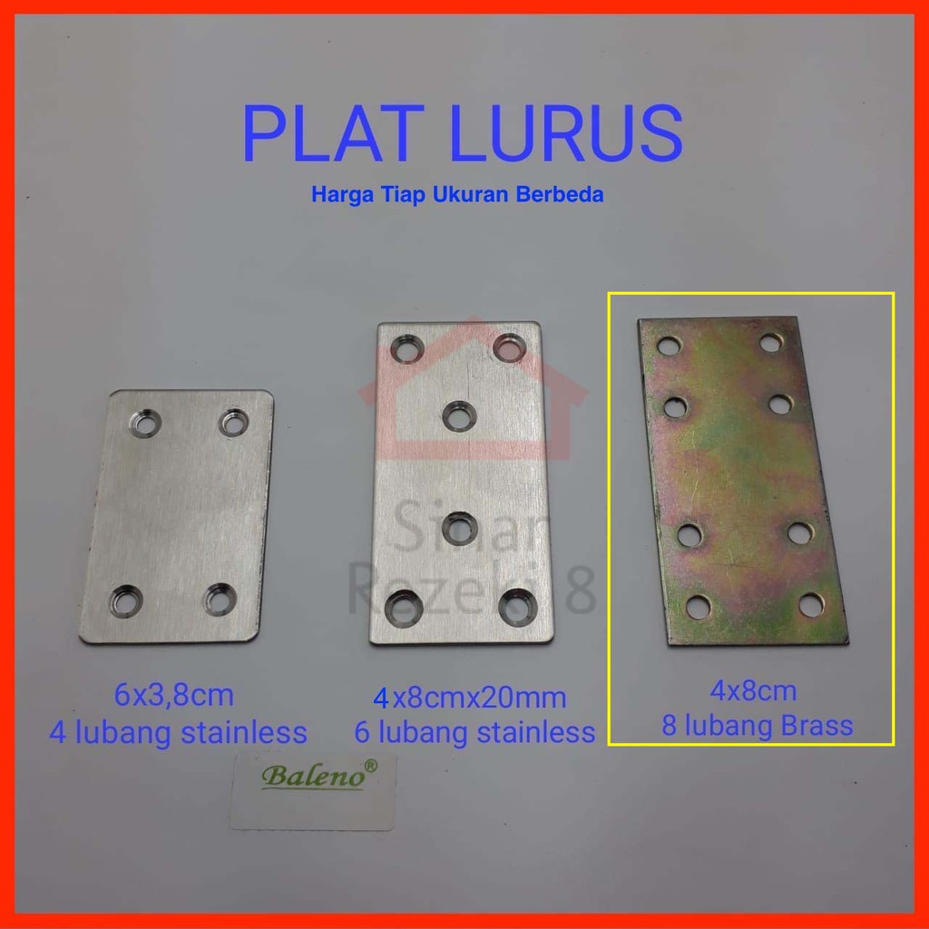 Jual Plat Lurus 4 x 8 cm BRASS 8 Lubang / Siku Konektor Sambungan ...