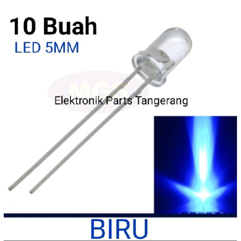 Jual (10 PCS) LED 5mm BIRU (BENING NYALA BIRU) LAMPU LED 5mm BIRU LAMPU ...