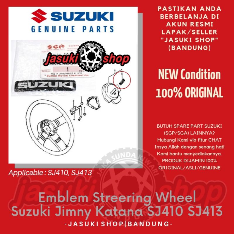 Jual Emblem Emblim Logo Steering Wheel Stir Suzuki Jimny Katana Samurai SJ410 SJ413 Asli Ori ...