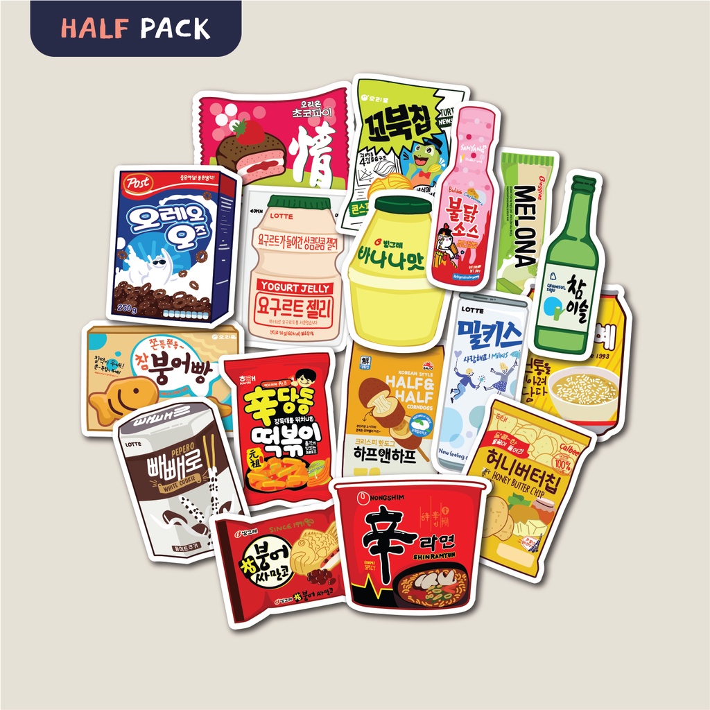 Jual STICKER PACK KOREAN SNACK FOOD | STICKER TUMBLER | STIKER LAPTOP ...