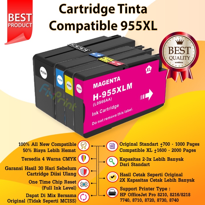 Jual Produk Bundling Cartridge Compatible 955XL 955 XL CMYK SET | Shopee Indonesia