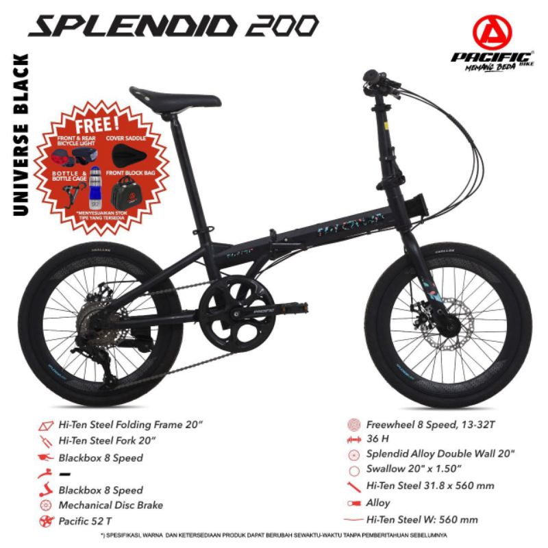 Jual PACIFIC SPLENDID 200 Sepeda Lipat 20 Inch 8sp | Shopee Indonesia