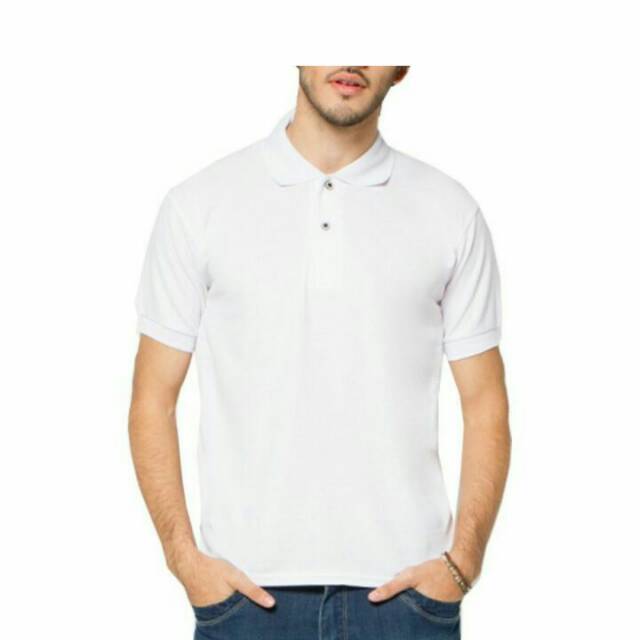 Jual Kaos Pria Wangki Polos ( Polo Shirt Putih ) | Shopee Indonesia