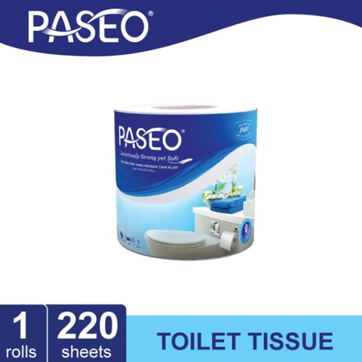 Jual Paseo Elegant Tissue Toilet Core Roll Emboss Print 220 Sheets ...