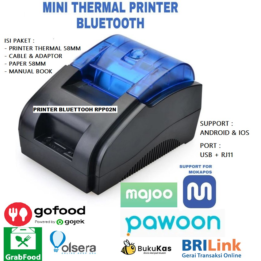 Jual Mini Printer Bluetooth Thermal Kasir EP-RPP02N [USB Bluetooth ...