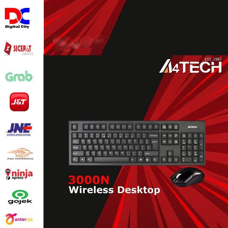 Jual Keyboard Mouse Wireless A4TECH 3000N / Keyboard Wireless Combo ...