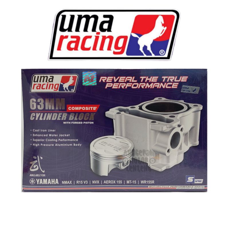 Jual Blok Seher Kit Piston Cylinder Kit UMA Racing 63 MM NMax R15 V3 Aerox 155 MT15 WR155 ...