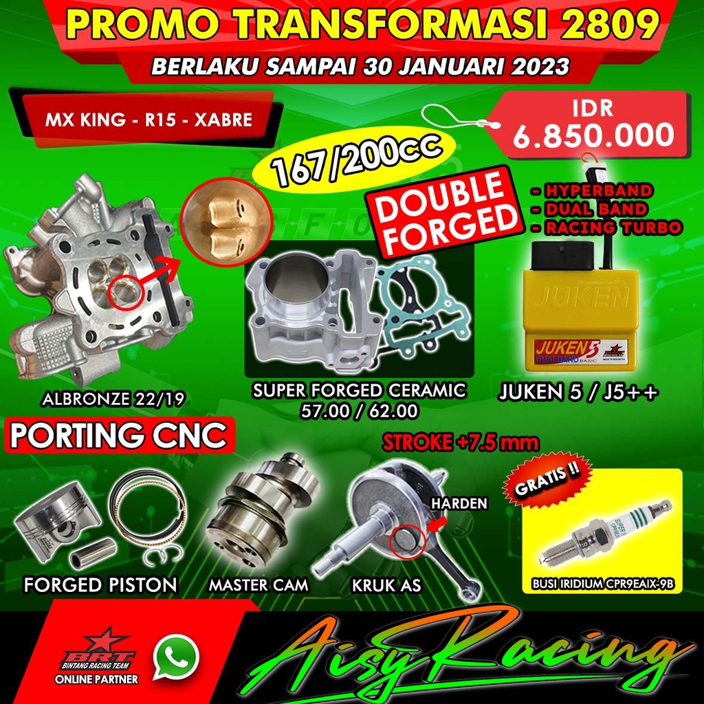 Jual Paket Bore Up BRT Vixion OLD Xabre MX King NVL NVA XABRE R15 200cc ...