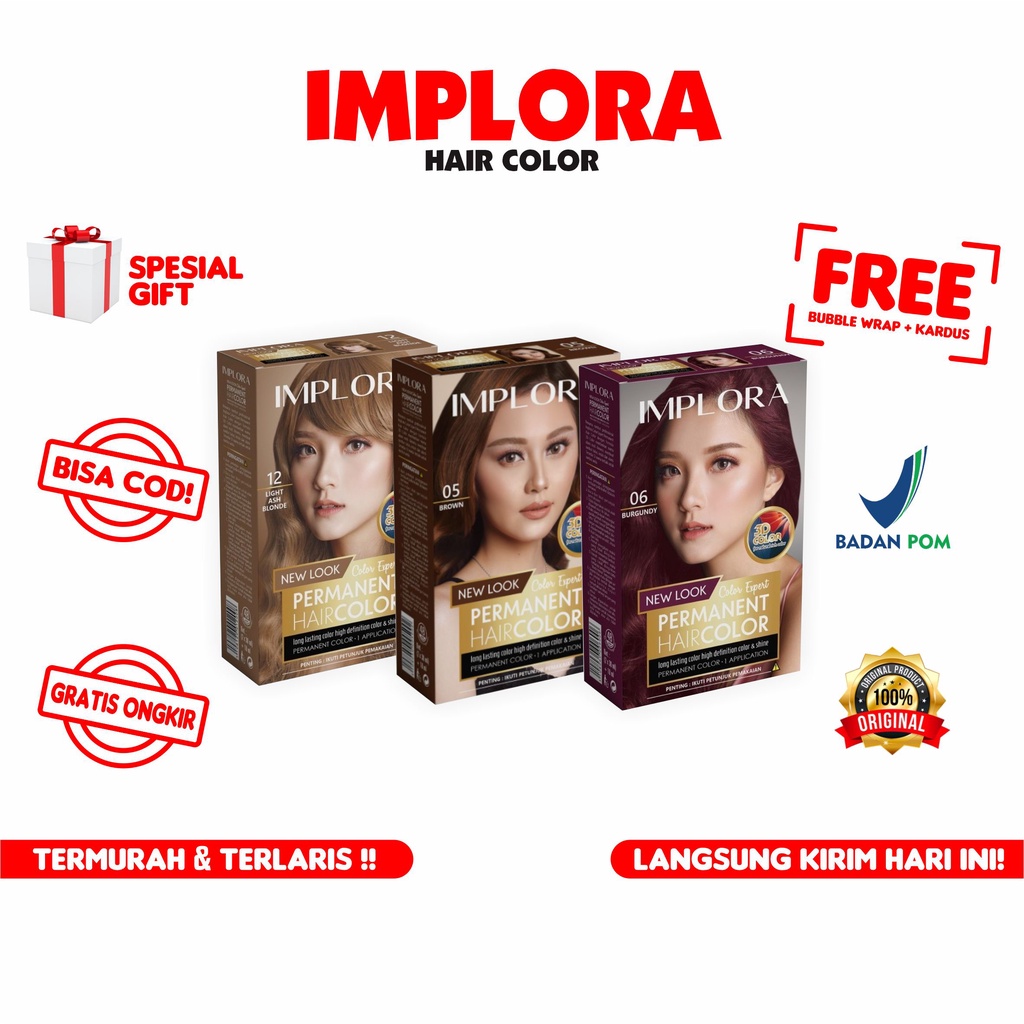 Jual Implora New Permanent Hair Color Cat Rambut Perwarna Bleaching ...
