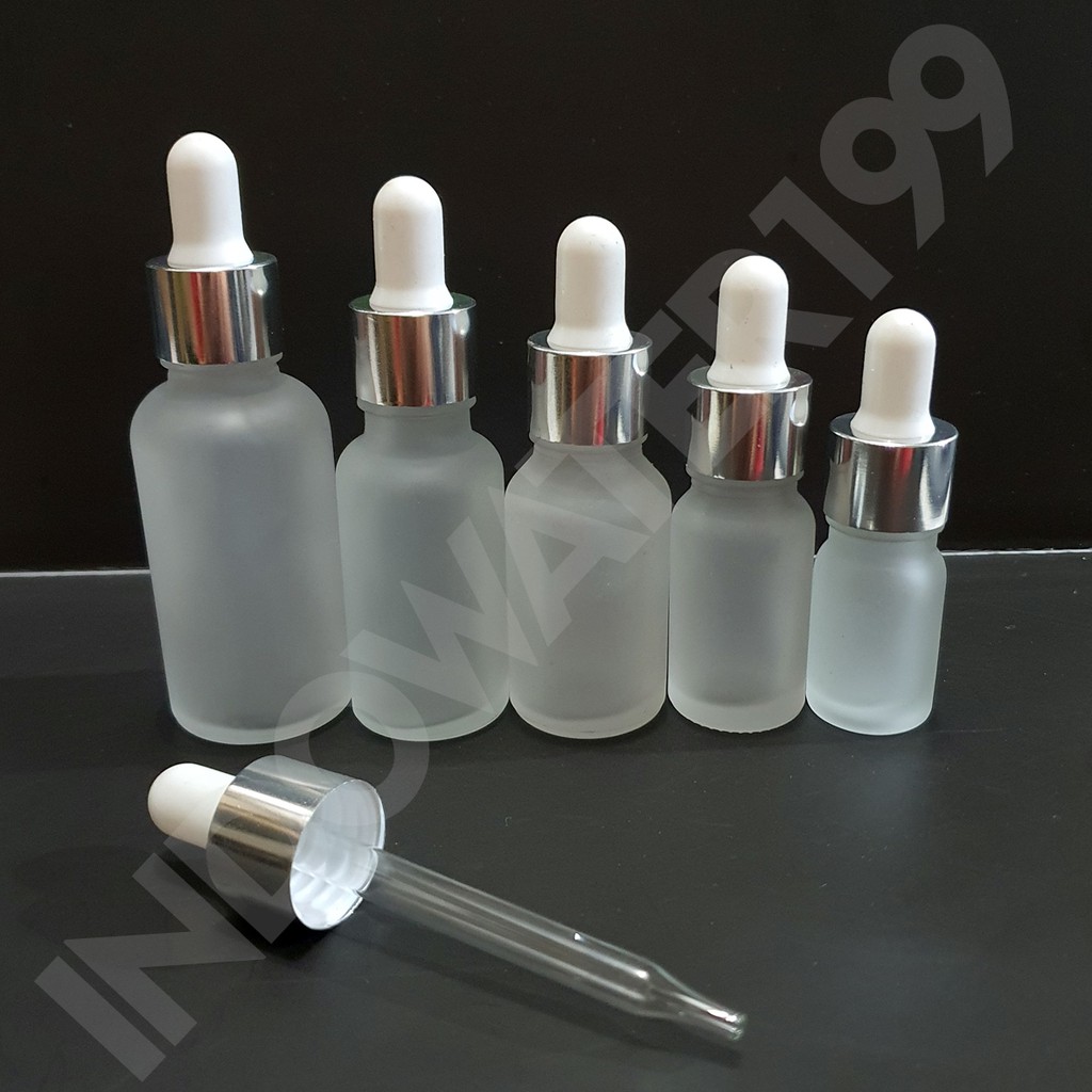 Jual BOTOL KACA FROSTED TUTUP PIPET SILVER | Shopee Indonesia
