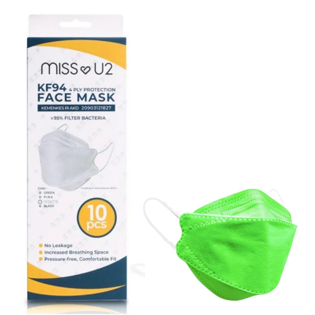 Jual Miss U2 Surgical Face Mask Kf94 Green 10S | Shopee Indonesia