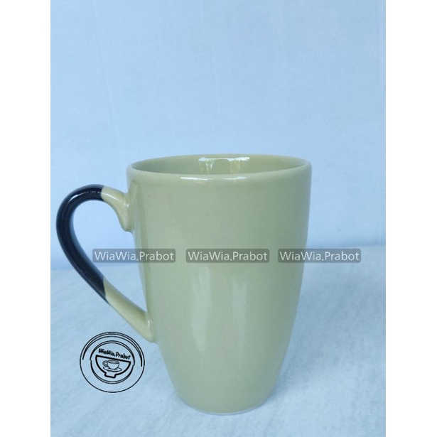 Jual mug keramik porselen putih bentuk corel 250ml gelas minum v tahan ...
