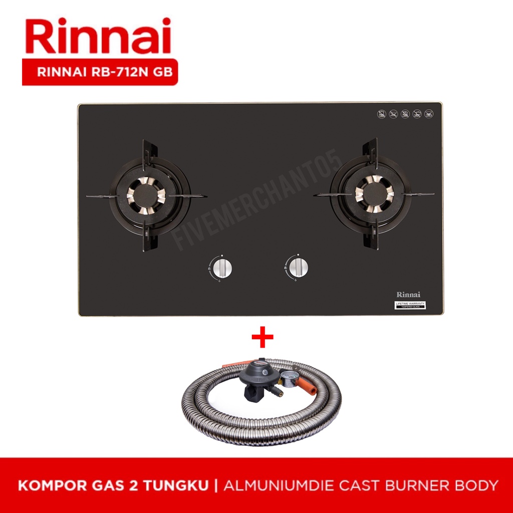 Jual Kompor Tanam Rinnai RB 712 NGB Kompor Gas Rinnai RB712NGB Kaca Glass Kompor Rinnai Tanam RB ...