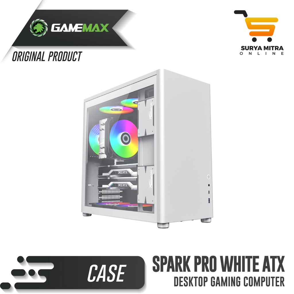 Jual GameMax Spark Pro White ATX Gaming PC Case | Shopee Indonesia