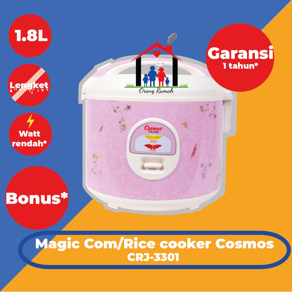 Jual Rice Cooker Magic Com Cosmos CRJ-3301 CRJ 3301 Kapasitas 1.8 Liter ...