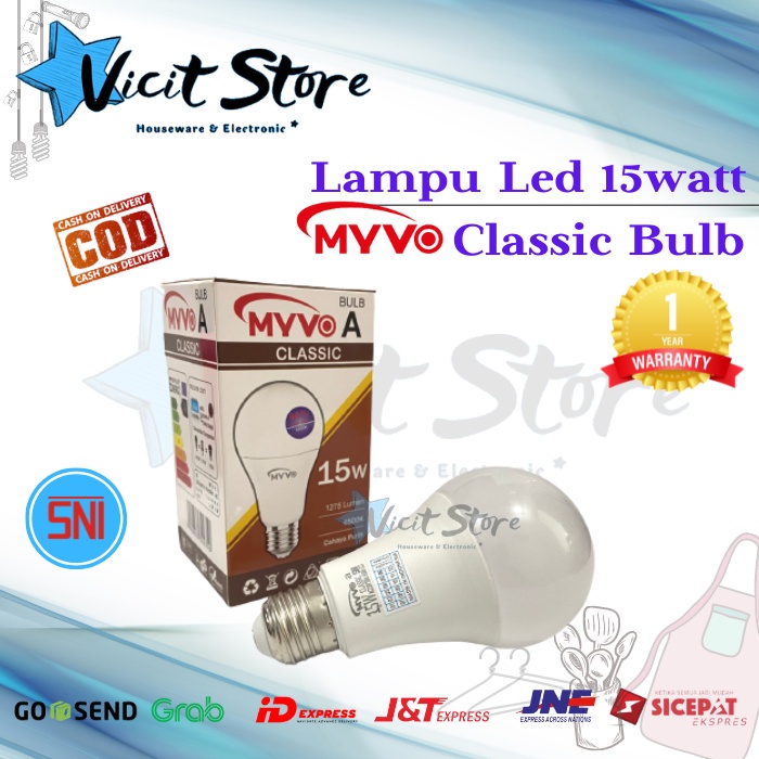 Jual Lampu Led Type 15 Myvo Classic A Bulb Cahaya Putih Bergaransi | Shopee Indonesia