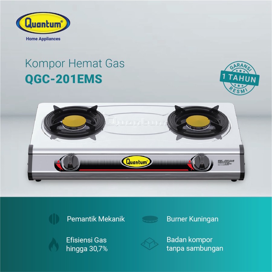 Jual Kompor Gas Quantum 2 Tungku QGC - 201 EMS | Shopee Indonesia
