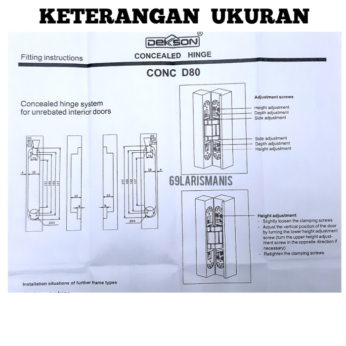 Jual Ready Concealed Hinges Es Conc D80 Na #Engsel Tanam Dekkson Dekson ...