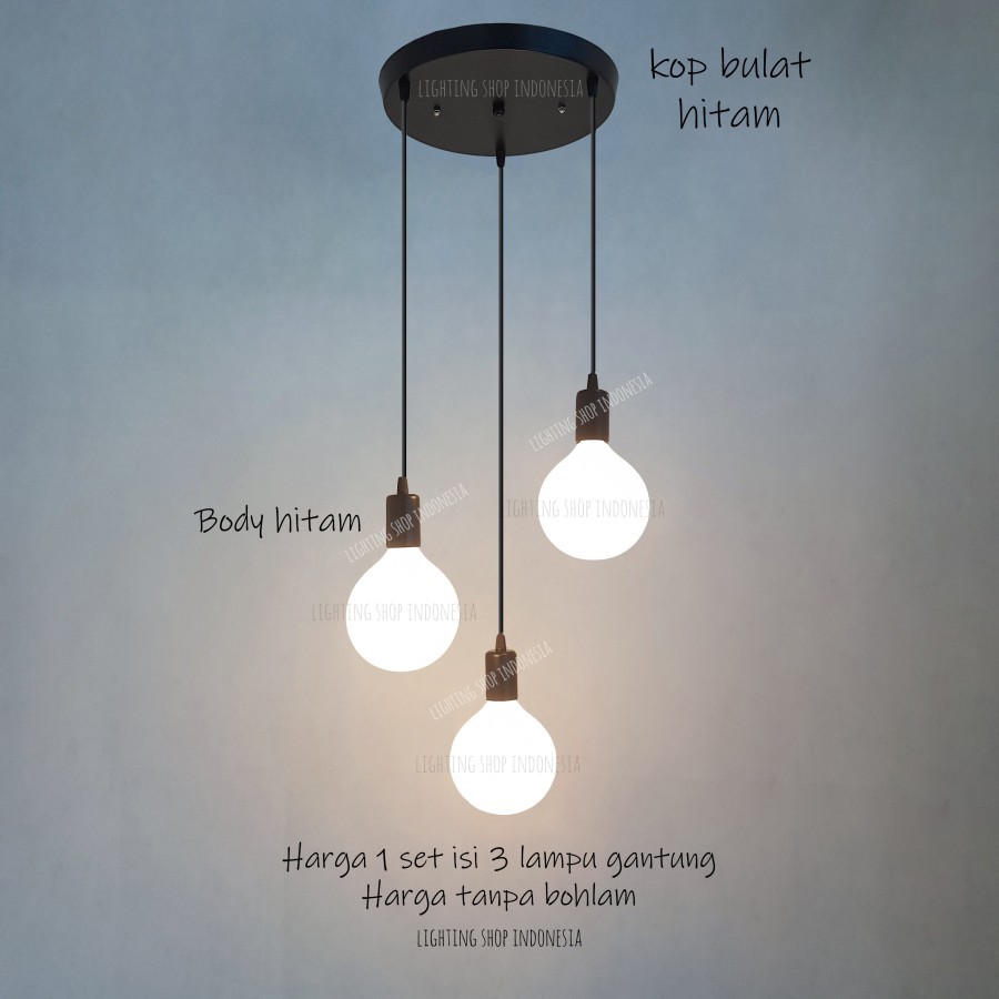 Jual lampu gantung minimalis fiting 3 lampu 3in1 void meja makan | Shopee Indonesia