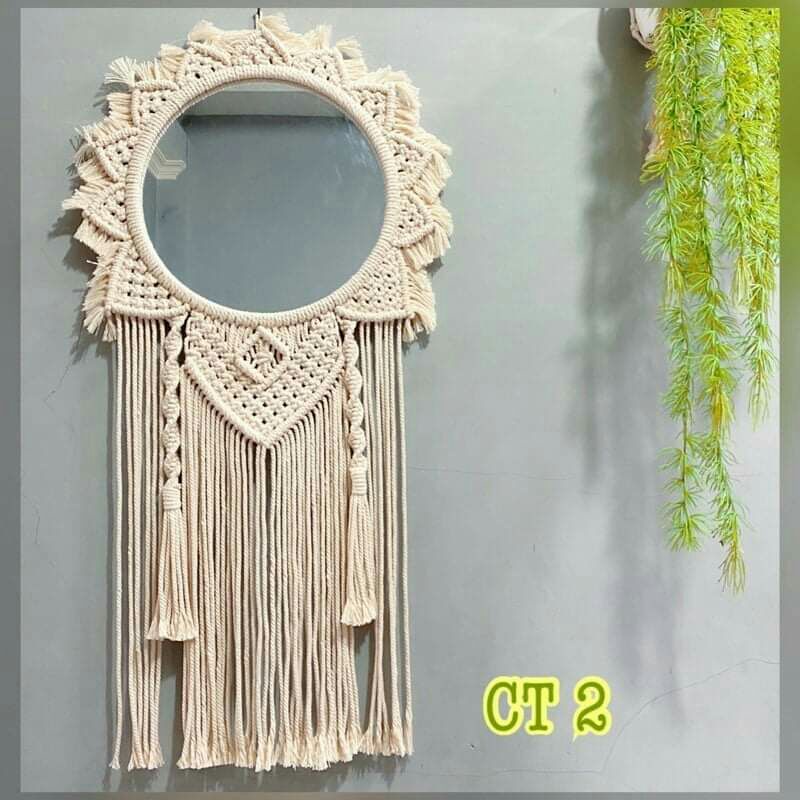 Jual ready stok cermin macrame 45 cm/PECAH GANTI/cermin hias/hiasan ...