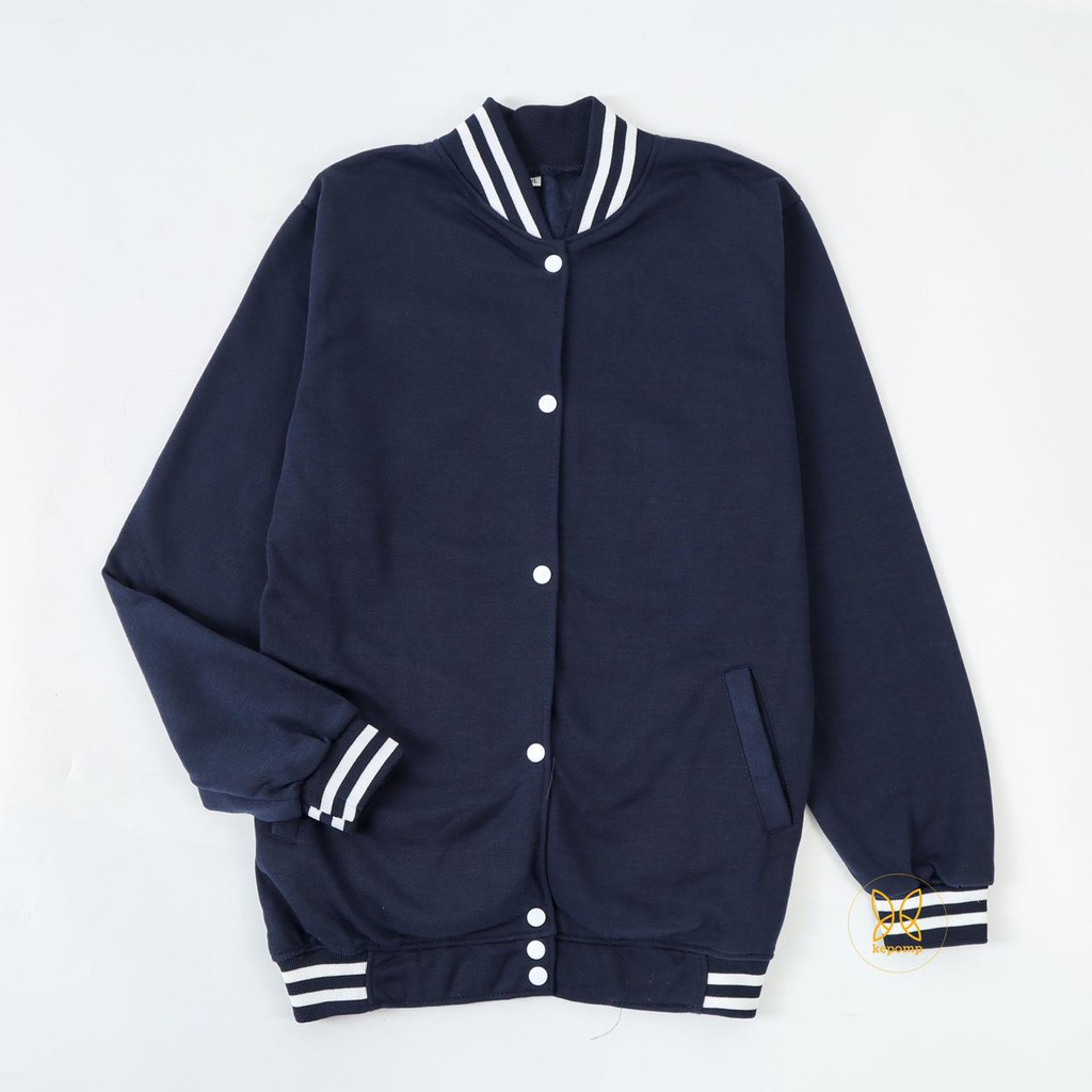 Jual Kepomp Sweater Jaket Baseball Varsity Biru Navy Premium Quality ...