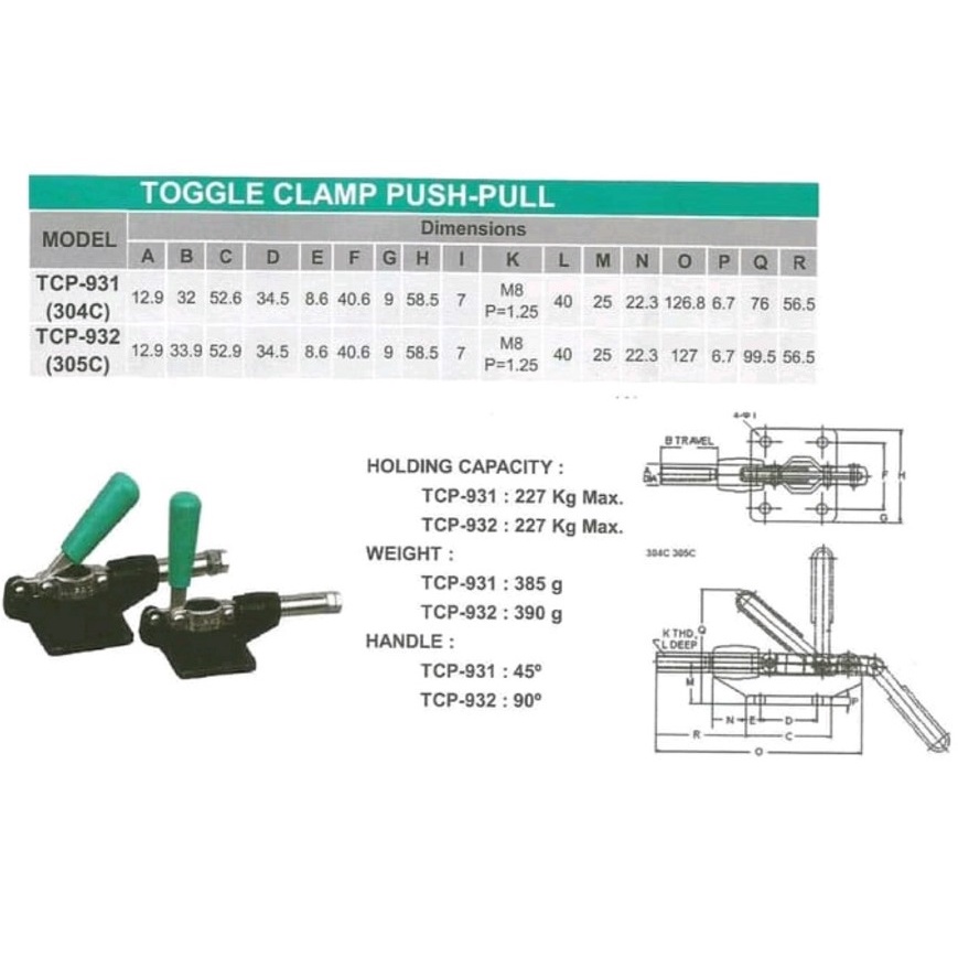 Jual Wipro Toggle Clamp Push Pull Klem Tekan Tarik TCP-931 - TCP-934 ...