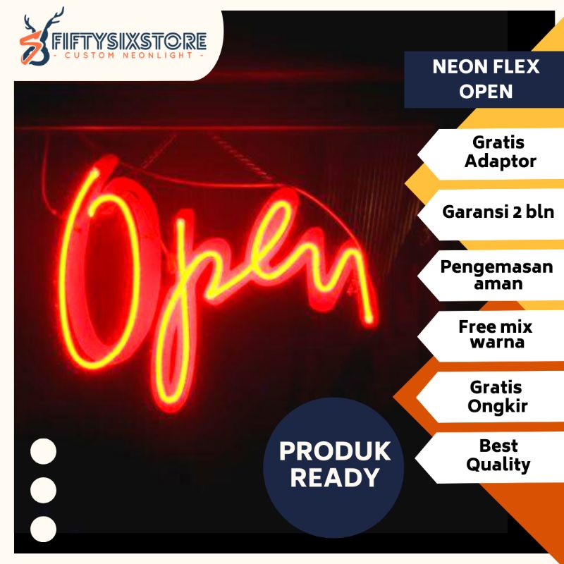 Jual Neon Flex Tulisan Open Tanpa Pre Order | Shopee Indonesia