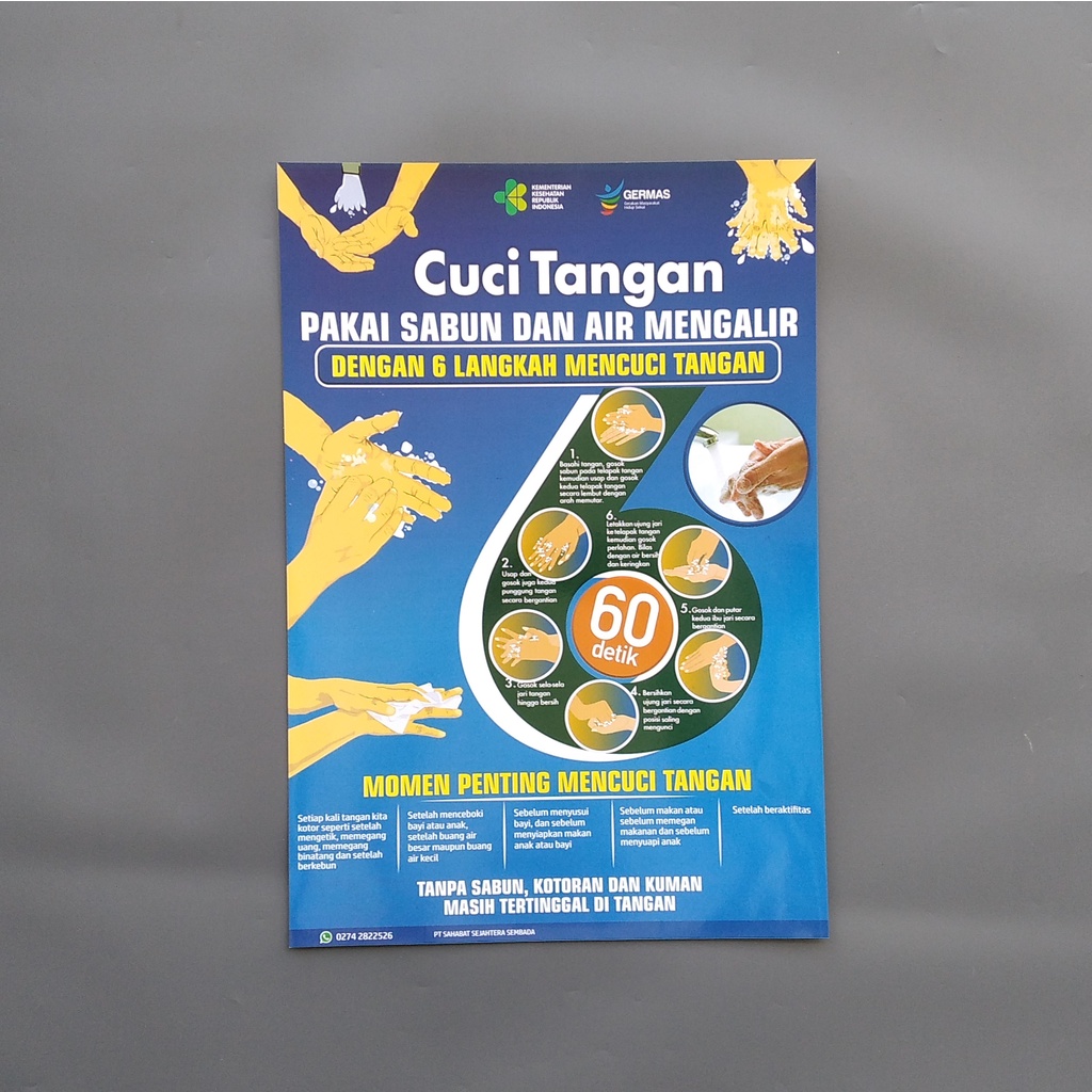 Jual Poster Cuci Tangan 6 Langkah - Poster 6 langkah Mencuci tangan ...