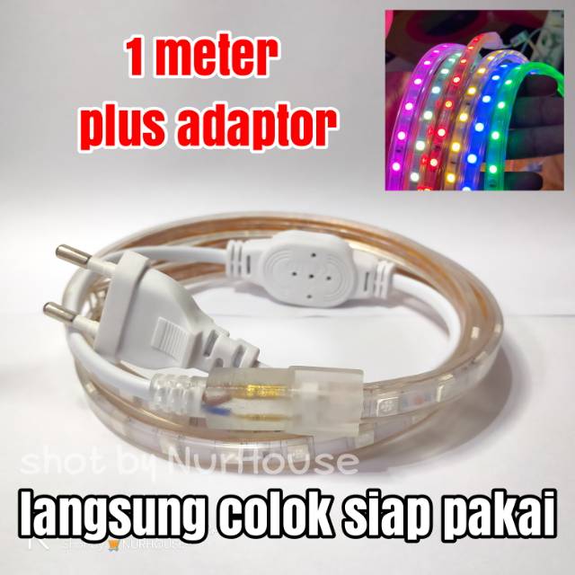 Jual Led Strip 5050 220V paket 1 meter Lampu Plafon 220V Lampu Selang ...