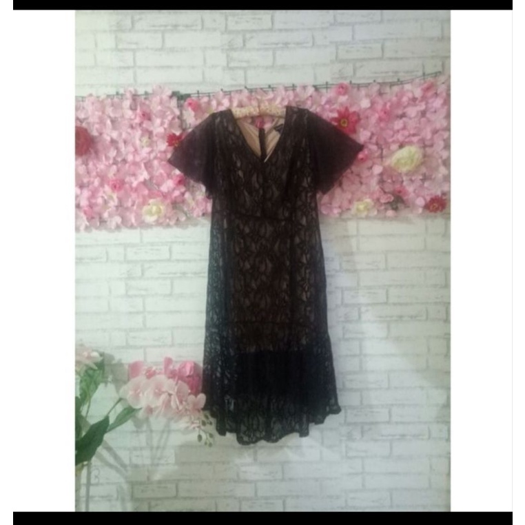 Jual Longdress brokat hitam big size branded original/longdress pesta ...