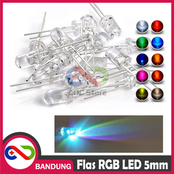 Jual LED FLASHING THREE COLOR COLORFUL 5MM RGB LIGHT CLEAR DUA KAKI ...