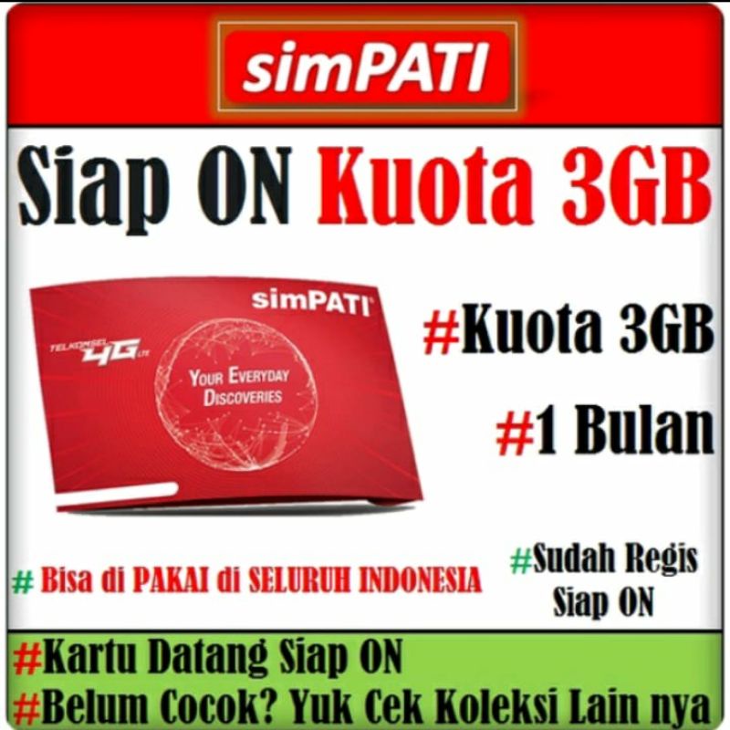 Jual KARTU KUOTA SIMPATI 3GB JARINGAN 4G | Shopee Indonesia
